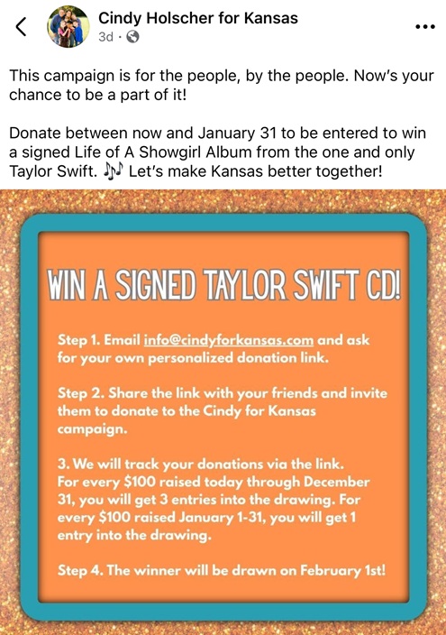 Holscher raffles away signed Taylor Swift album for contributions; Is ...